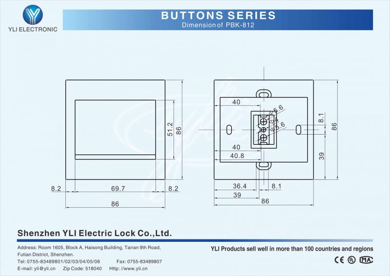 Nút bấm Exit Yli PBK-812 - Phụ kiện kiểm soát ra vào Yli