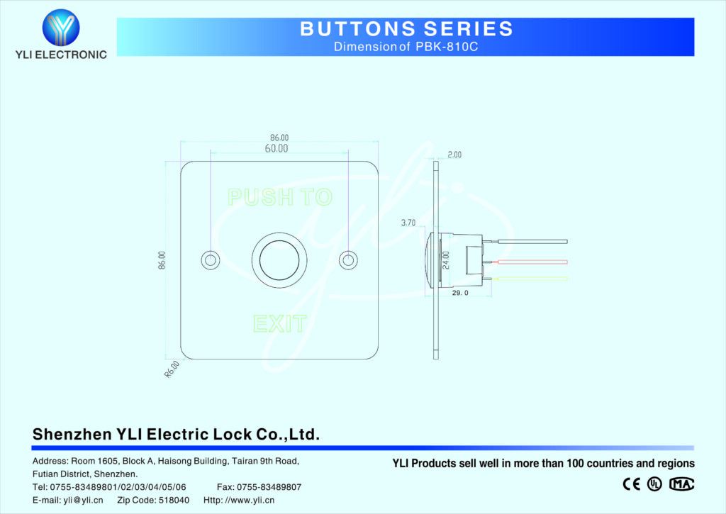 Nút bấm Yli PBK-810C - Nút bấm thương hiệu Yli - Liên hệ 0903089336