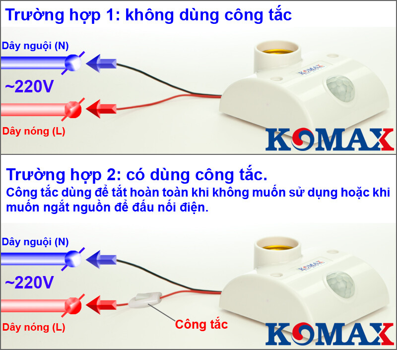 Đui đèn cảm ứng Komax KM-S15 - Liên hệ TECHCOM: 0903 089 336